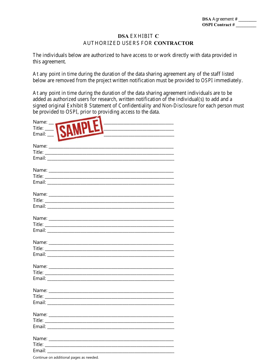Washington Authorized Users for Contractor - Sample - Fill Out, Sign ...