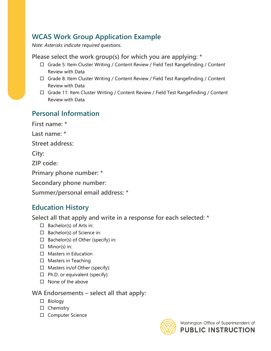 Washington Wcas Work Group Application Example - Fill Out, Sign Online ...