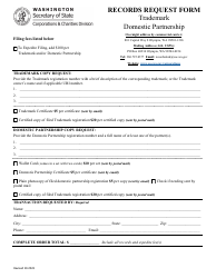 Washington Records Request Form - Trademark/Domestic Partnership - Fill ...