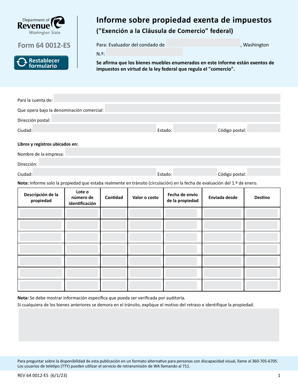 Formulario REV64 0012-ES - Fill Out, Sign Online and Download Fillable ...