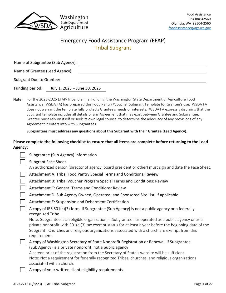 Form AGR-2213 - 2025 - Fill Out, Sign Online and Download Fillable PDF ...