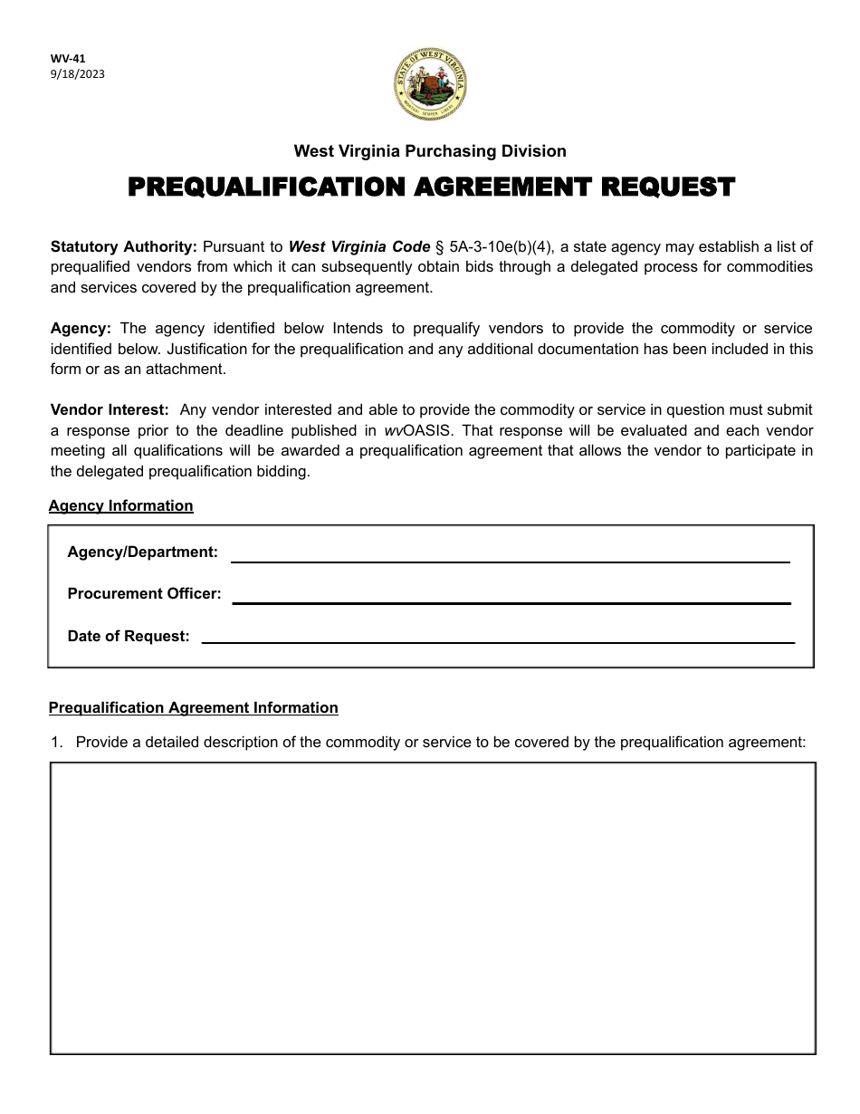Form WV-41 - Fill Out, Sign Online and Download Fillable PDF, West Virginia | Templateroller