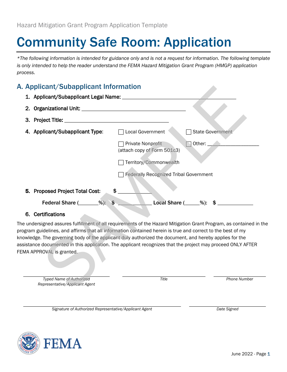 Community Safe Room: Application - Hazard Mitigation Grant Program ...