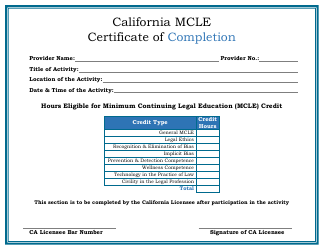 California Certificate of Attendance for California Mcle - Fill Out ...