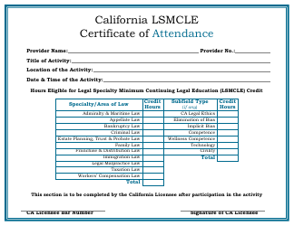 California Certificate of Attendance for California Mcle - Fill Out ...