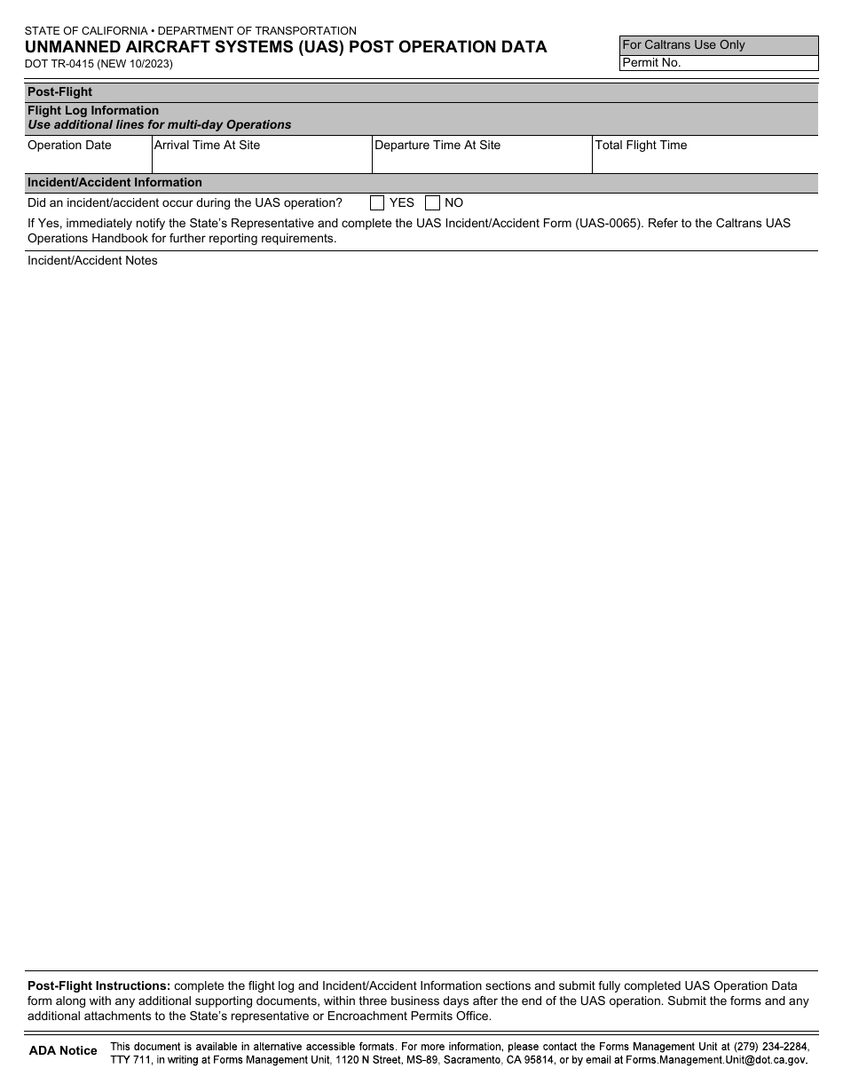 Form DOT TR-0415 - Fill Out, Sign Online and Download Fillable PDF ...
