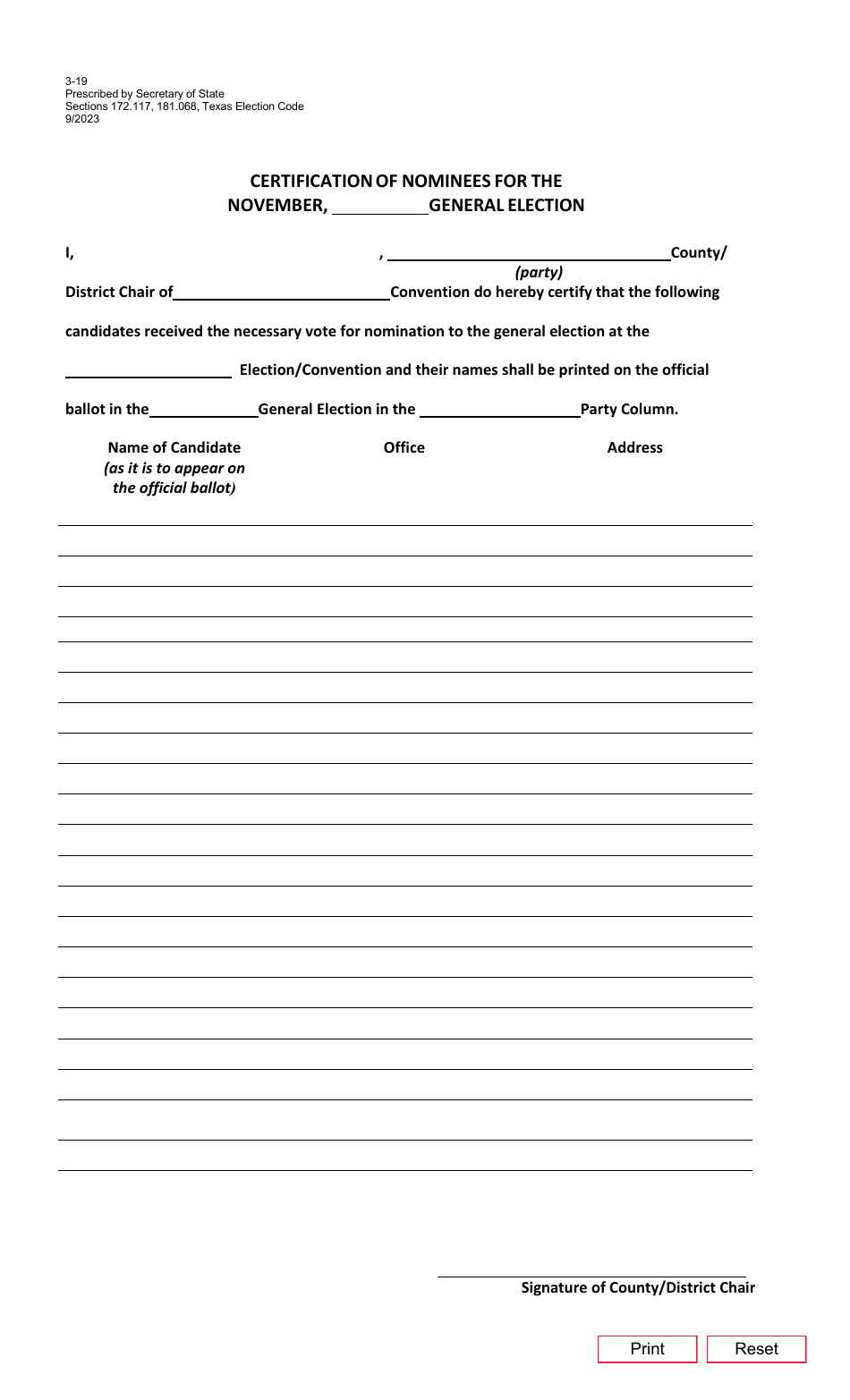 Form 3-19 - Fill Out, Sign Online and Download Fillable PDF, Texas | Templateroller