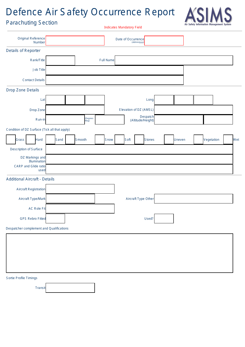 United Kingdom Defence Air Safety Occurrence Report - Parachuting ...