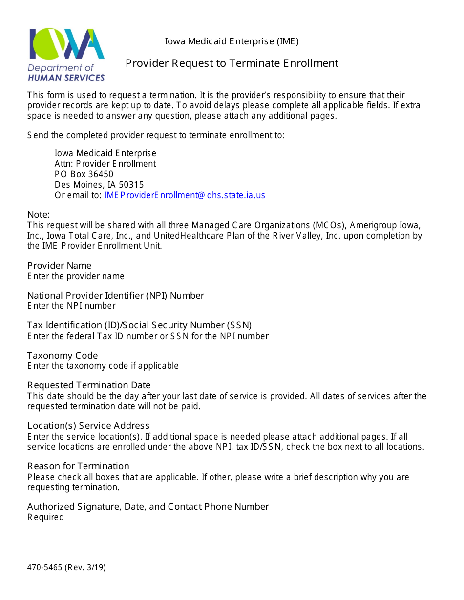 Form 470-5465 Download Printable PDF or Fill Online Provider Request to ...