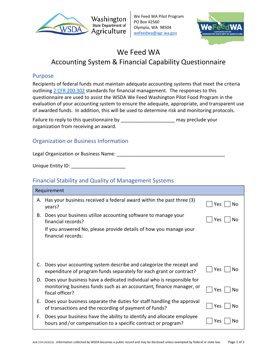 Form AGR-2374 - Fill Out, Sign Online and Download Fillable PDF ...