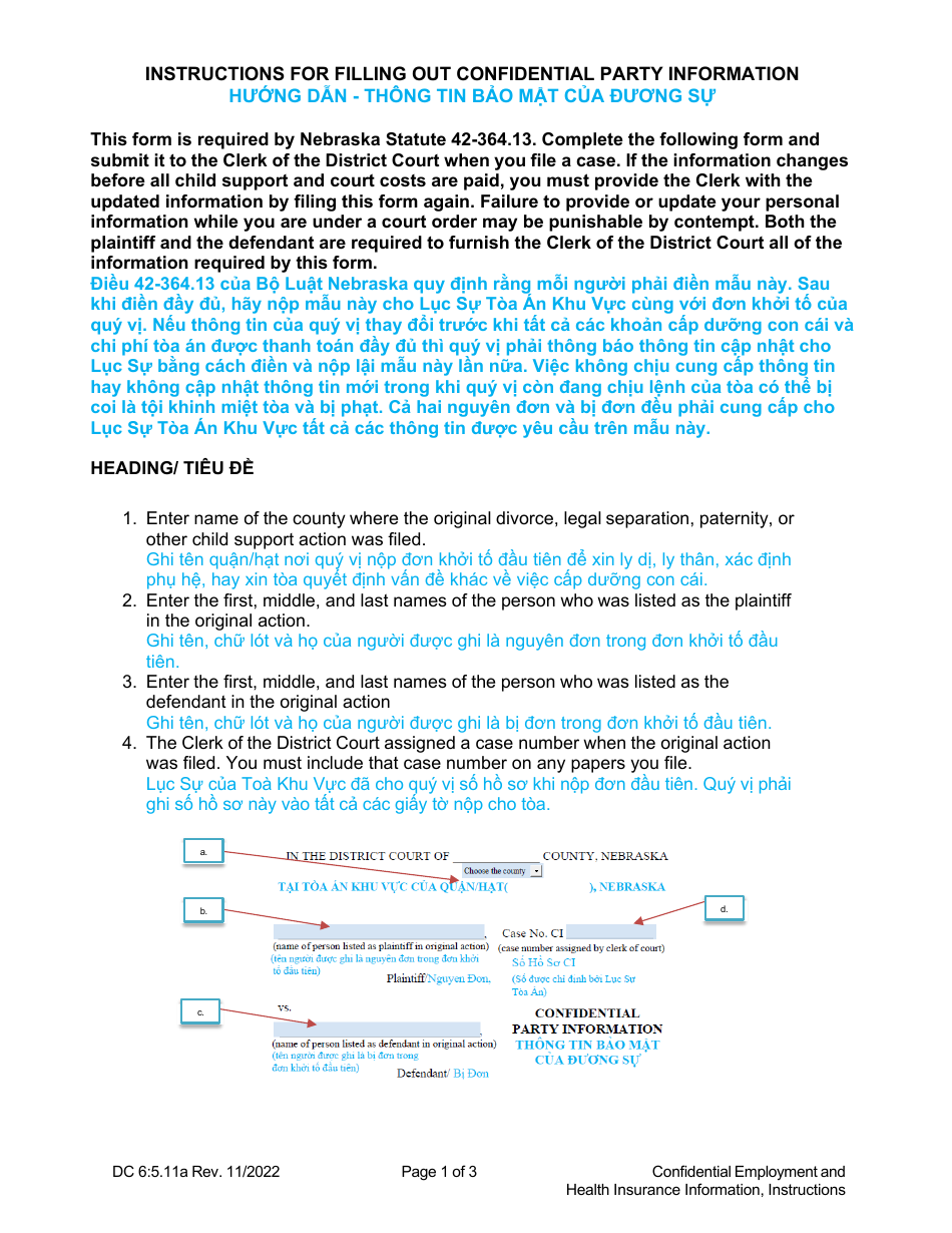 Download Instructions for Form DC6:5.11 Confidential Party Information ...