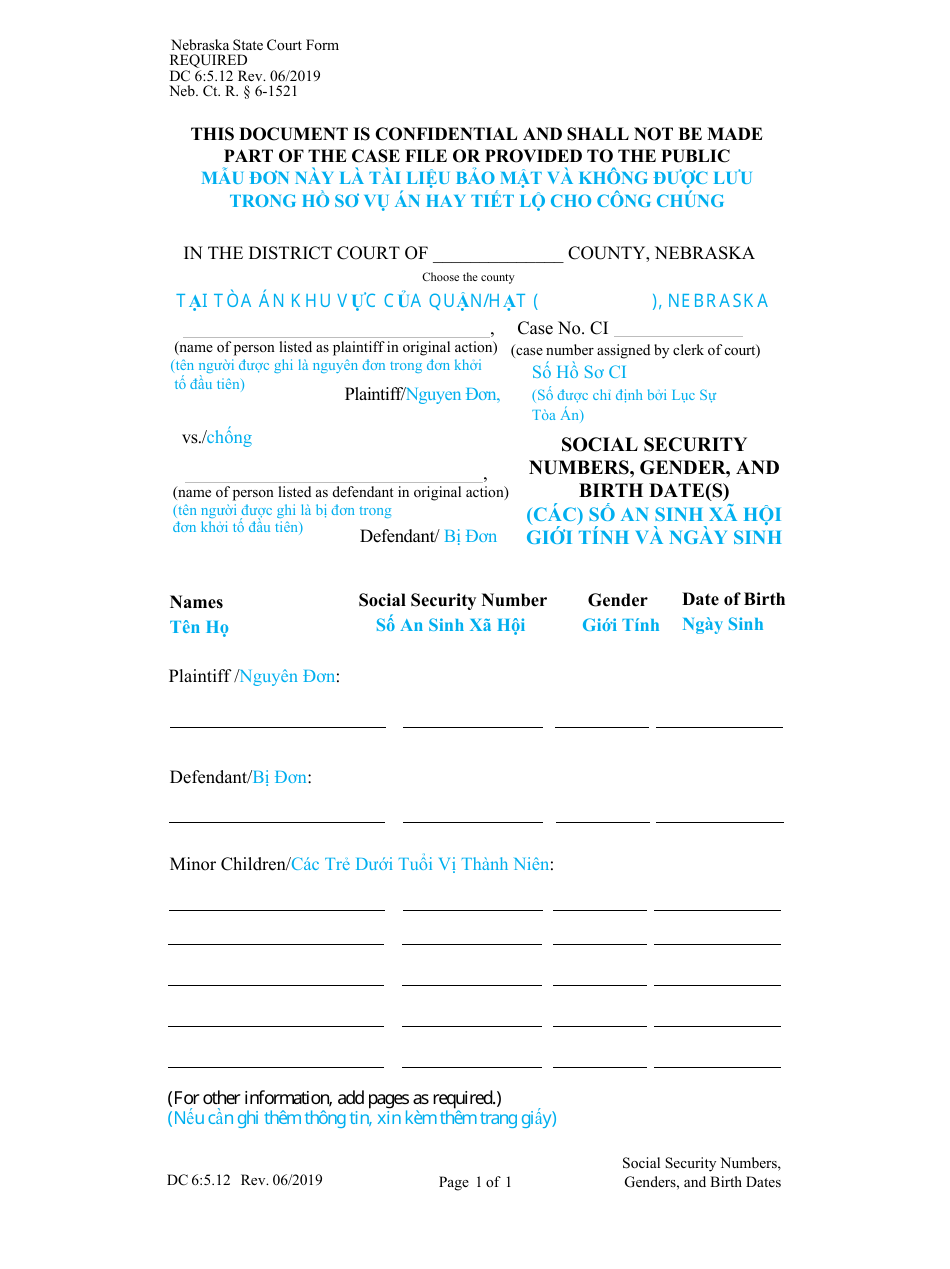 Form Dc6 5 12 Download Fillable Pdf Or Fill Online Social Security