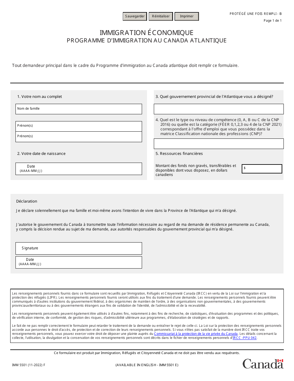 Forme IMM5501 - Fill Out, Sign Online and Download Fillable PDF, Canada ...