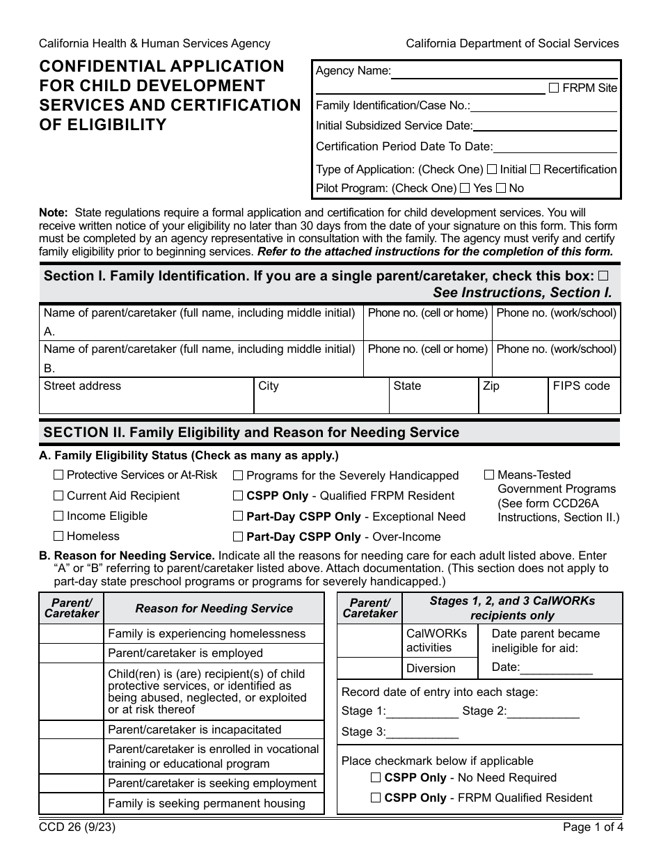 Form CCD26 Download Fillable PDF or Fill Online Confidential ...