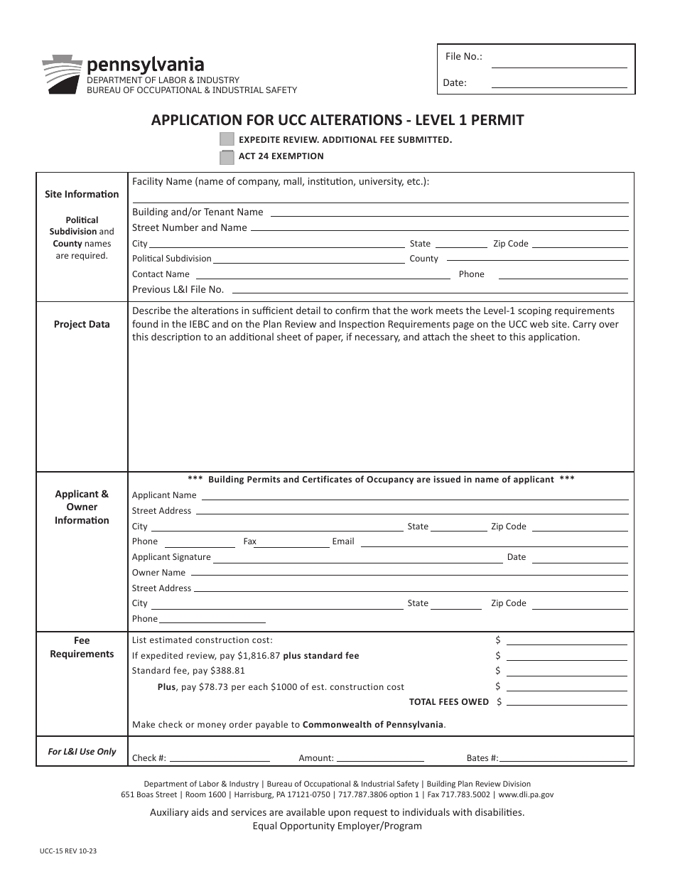 Form UCC-15 - Fill Out, Sign Online and Download Fillable PDF ...