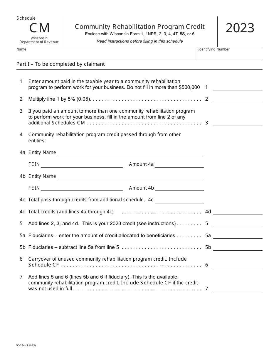 Form IC-234 Schedule CM Download Printable PDF or Fill Online Community ...