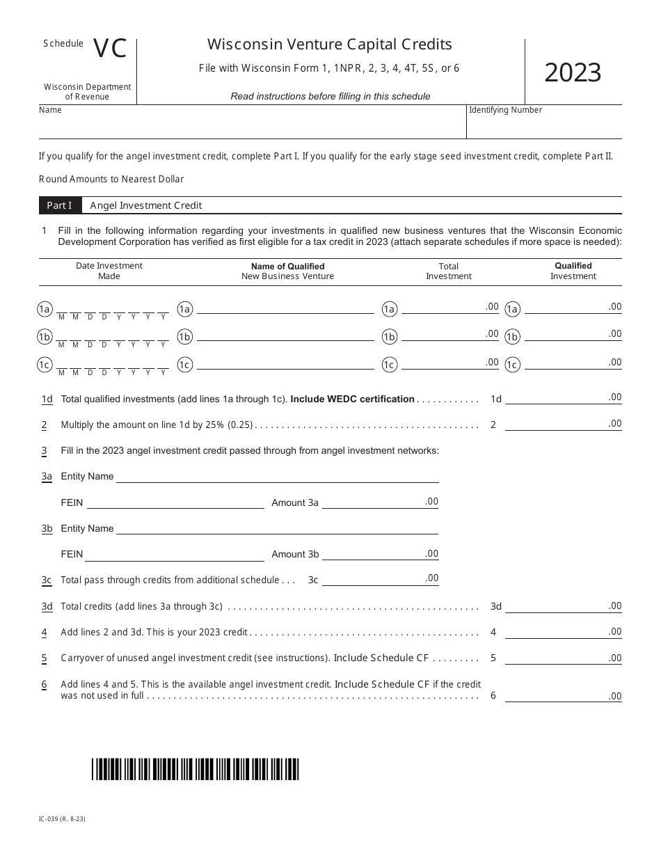 Form IC-039 Schedule VC Download Printable PDF or Fill Online Wisconsin ...