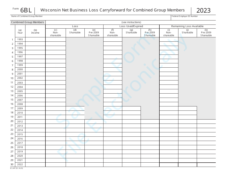 Form 6BL (IC-247) Download Printable PDF or Fill Online Wisconsin Net ...