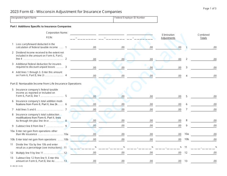 Form 6I (IC-402) Download Printable PDF or Fill Online Wisconsin ...