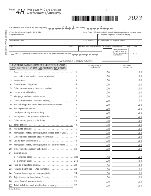 Form 4H (IC-046) Download Printable PDF or Fill Online Wisconsin ...