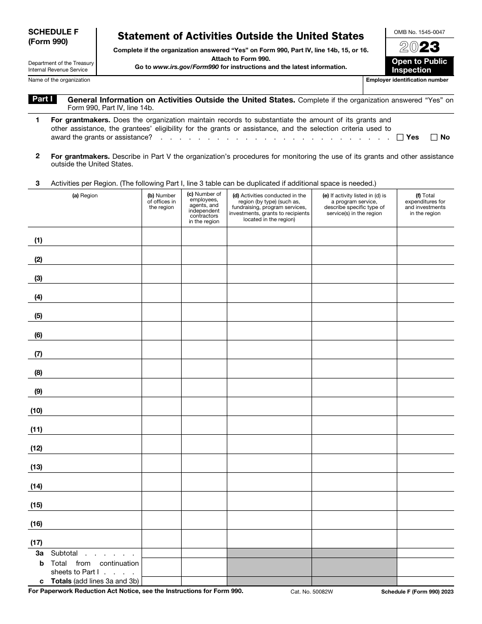 IRS Form 990 Schedule F - 2023 - Fill Out, Sign Online and Download ...