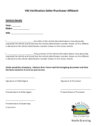 Lee County, Florida Vin Verification Seller/Purchaser Affidavit - Fill ...