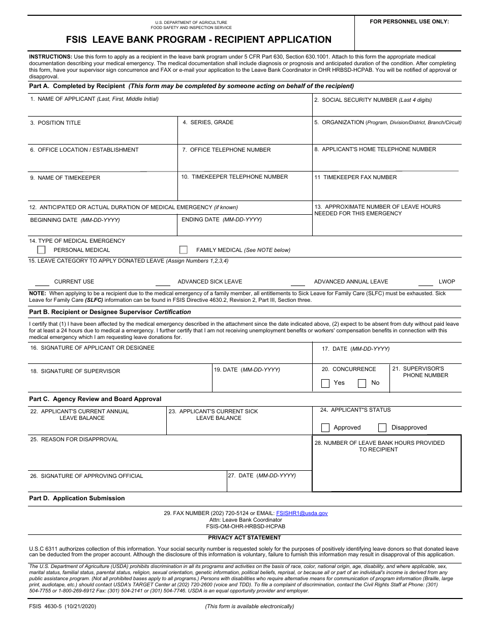 FSIS Form 4630-5 - Fill Out, Sign Online and Download Fillable PDF ... FSIS Form 4630-5 - Fill Out, Sign Online and Download Fillable PDF ...