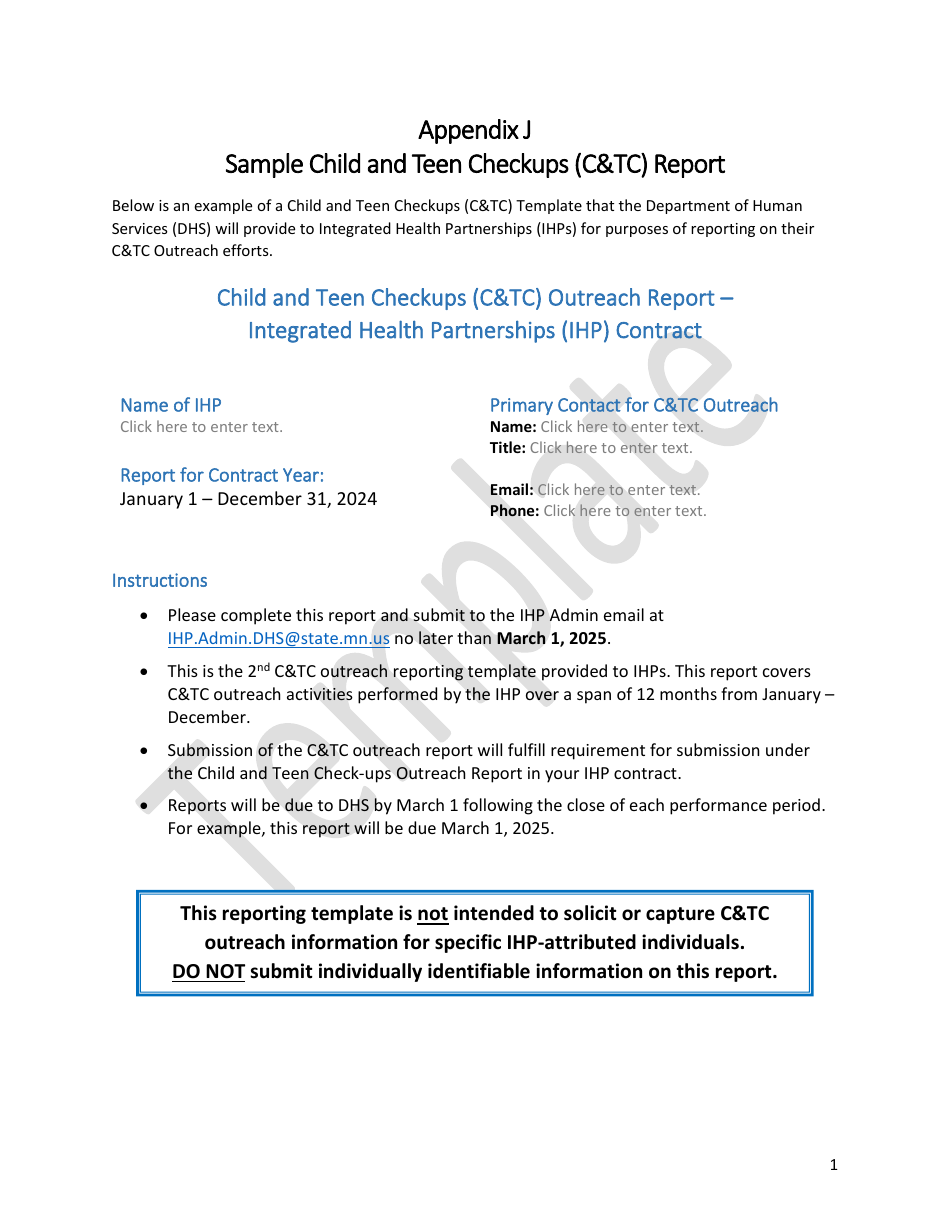2024 Minnesota Sample Child and Teen Checkups (C&tc) Report - Template ...