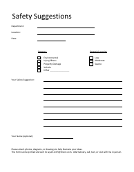 Safety Suggestions Form Download Printable PDF | Templateroller