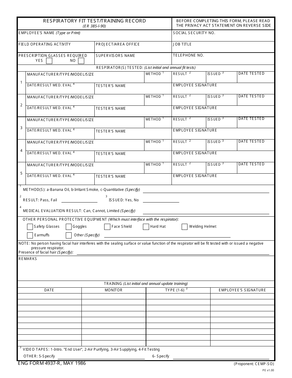 ENG Form 4937-R - Fill Out, Sign Online and Download Fillable PDF ...