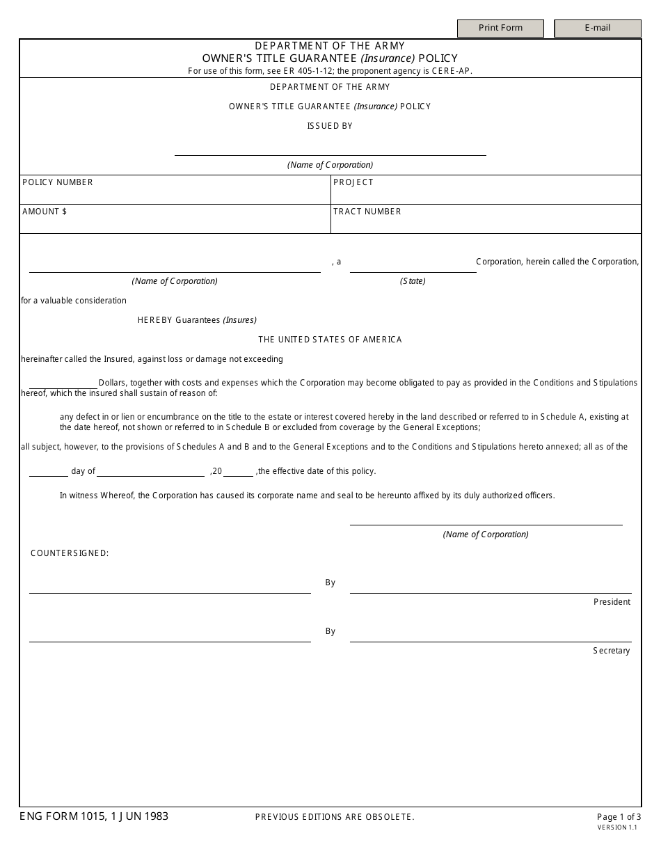 ENG Form 1015 - Fill Out, Sign Online and Download Fillable PDF ...