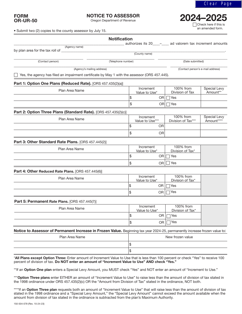 Form OR-UR-50 (150-504-078) - 2025 - Fill Out, Sign Online and Download ...