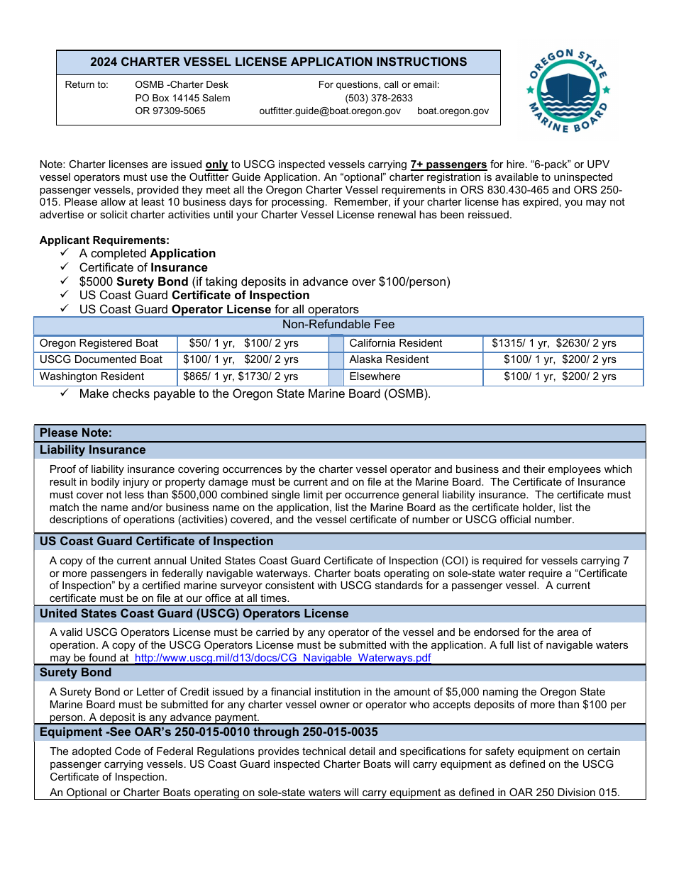 2024 Oregon Charter License Application - Fill Out, Sign Online and ...