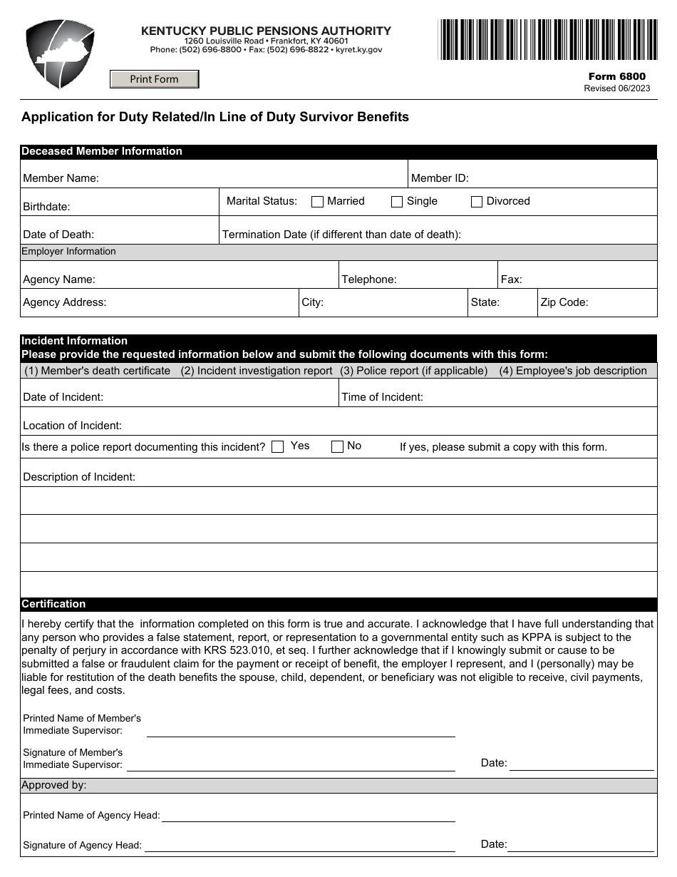 Form 6800 Download Fillable PDF or Fill Online Application for Duty ...