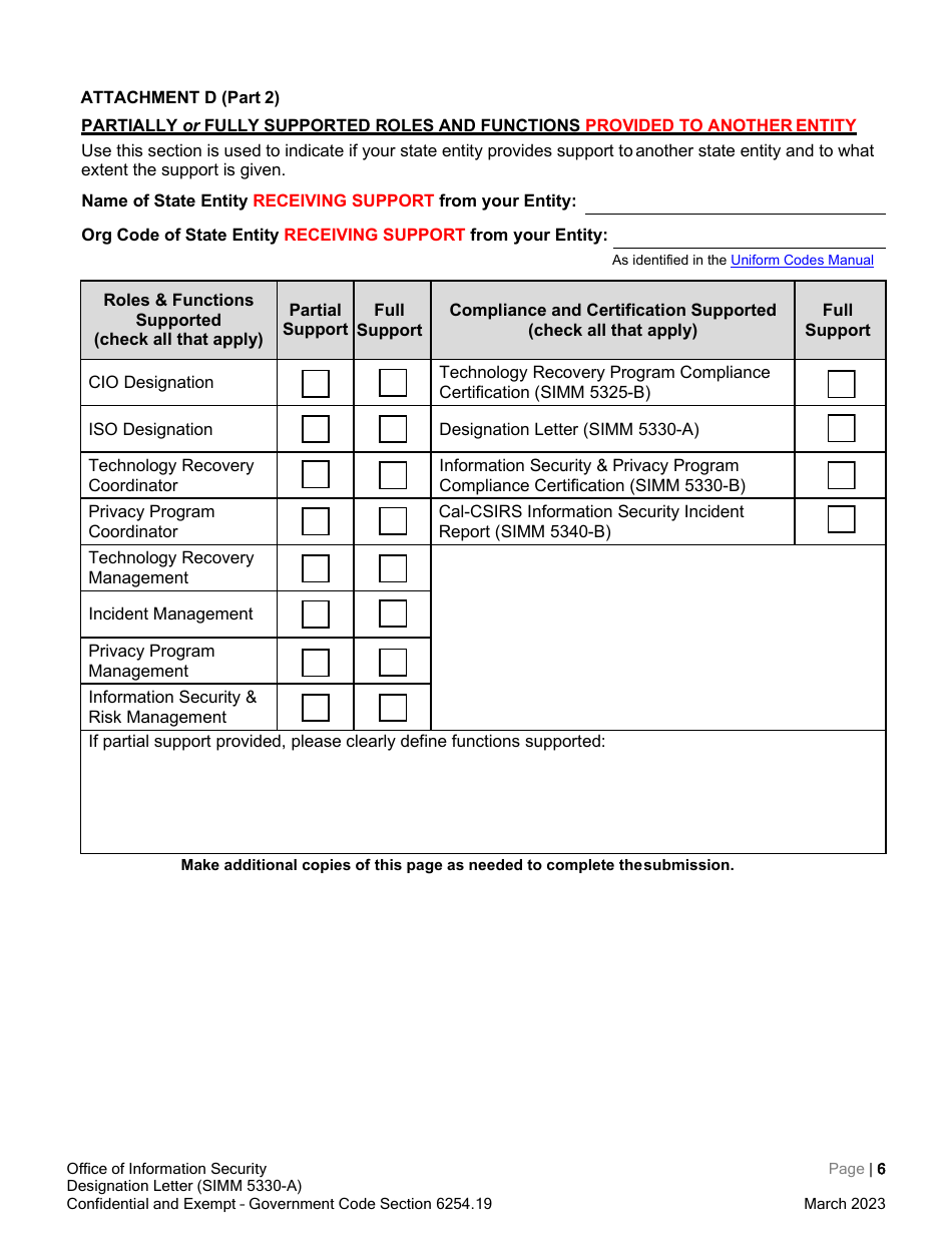 Form SIMM5330-A Attachment D - Fill Out, Sign Online and Download ...