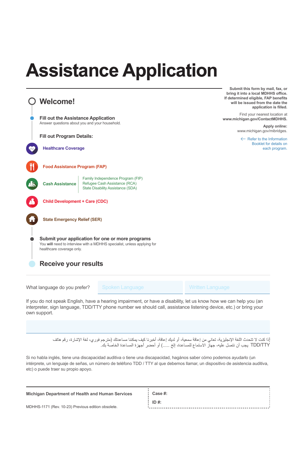Form MDHHS-1171 Download Printable PDF or Fill Online Assistance ...