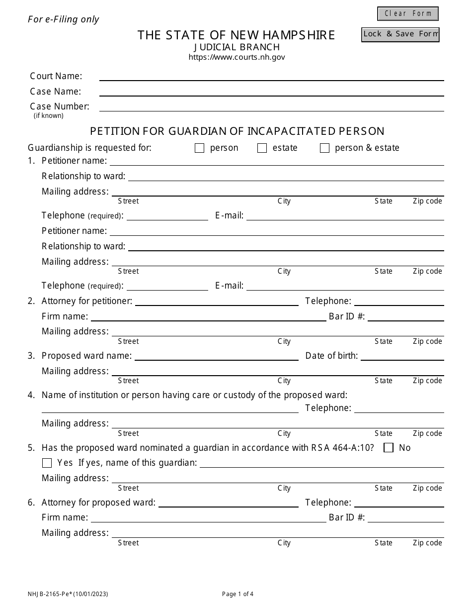 Form NHJB-2165-PE Download Fillable PDF or Fill Online Petition for ...