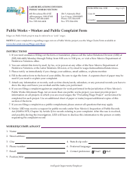 New Mexico Public Works - Worker and Public Complaint Form - Fill Out ...