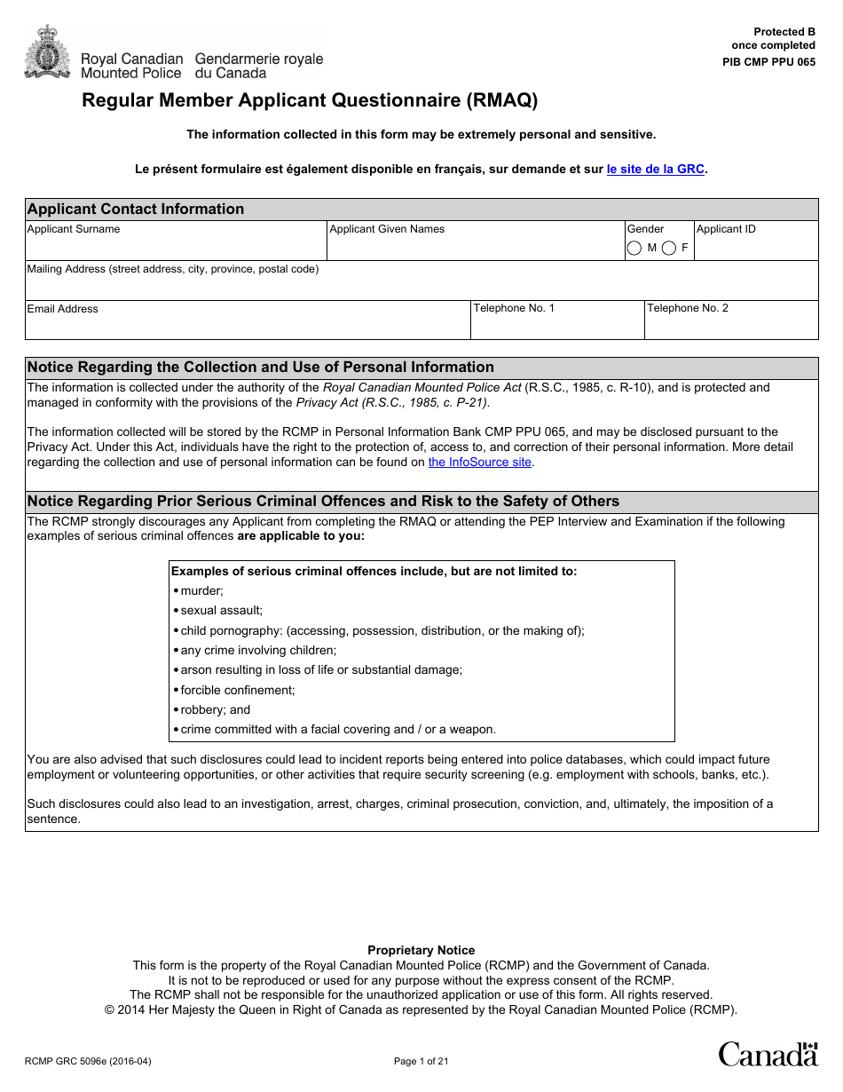 Form RCMP GRC5096E - Fill Out, Sign Online and Download Fillable PDF ...