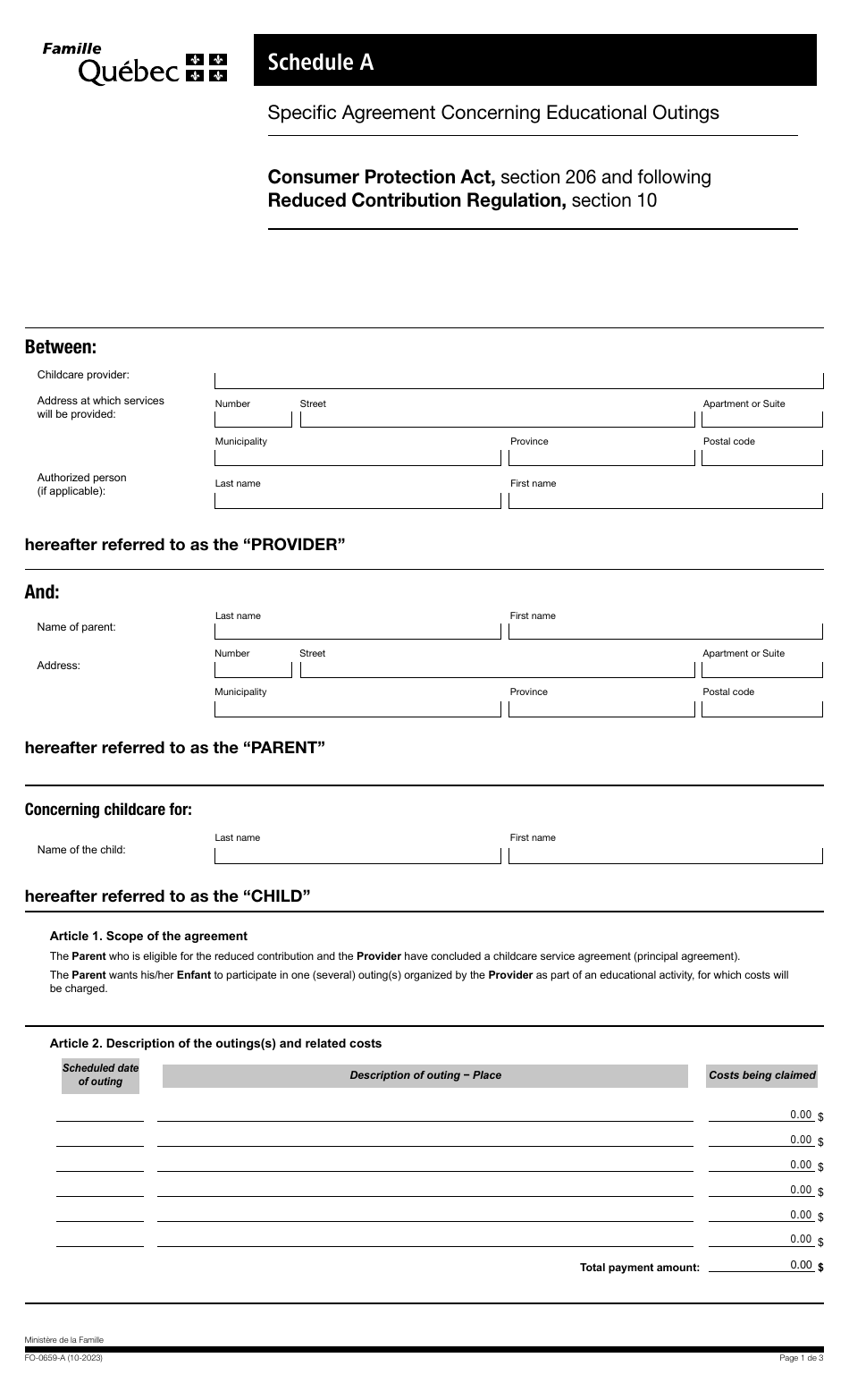 Form Fo 0659 A Schedule A Fill Out Sign Online And Download Fillable Pdf Quebec Canada