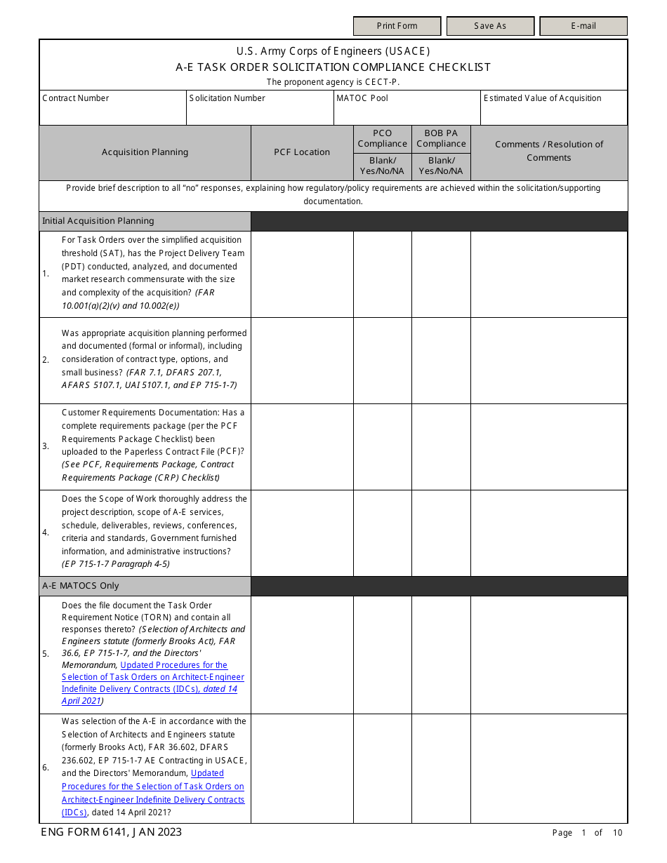 ENG Form 6141 - Fill Out, Sign Online and Download Fillable PDF ...