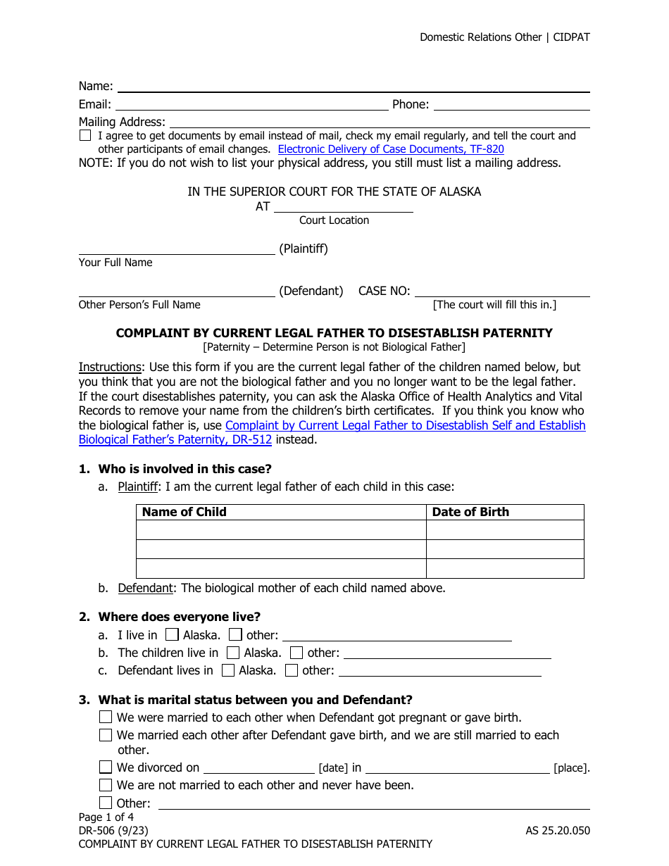 Form DR-506 - Fill Out, Sign Online and Download Fillable PDF, Alaska ...