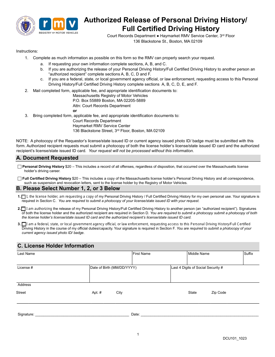 Form DCU101 Download Fillable PDF or Fill Online Authorized Release of ...