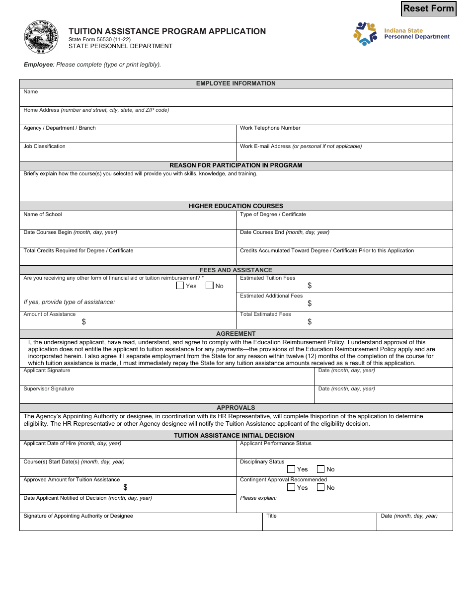 State Form 56530 - Fill Out, Sign Online and Download Fillable PDF, Indiana | Templateroller