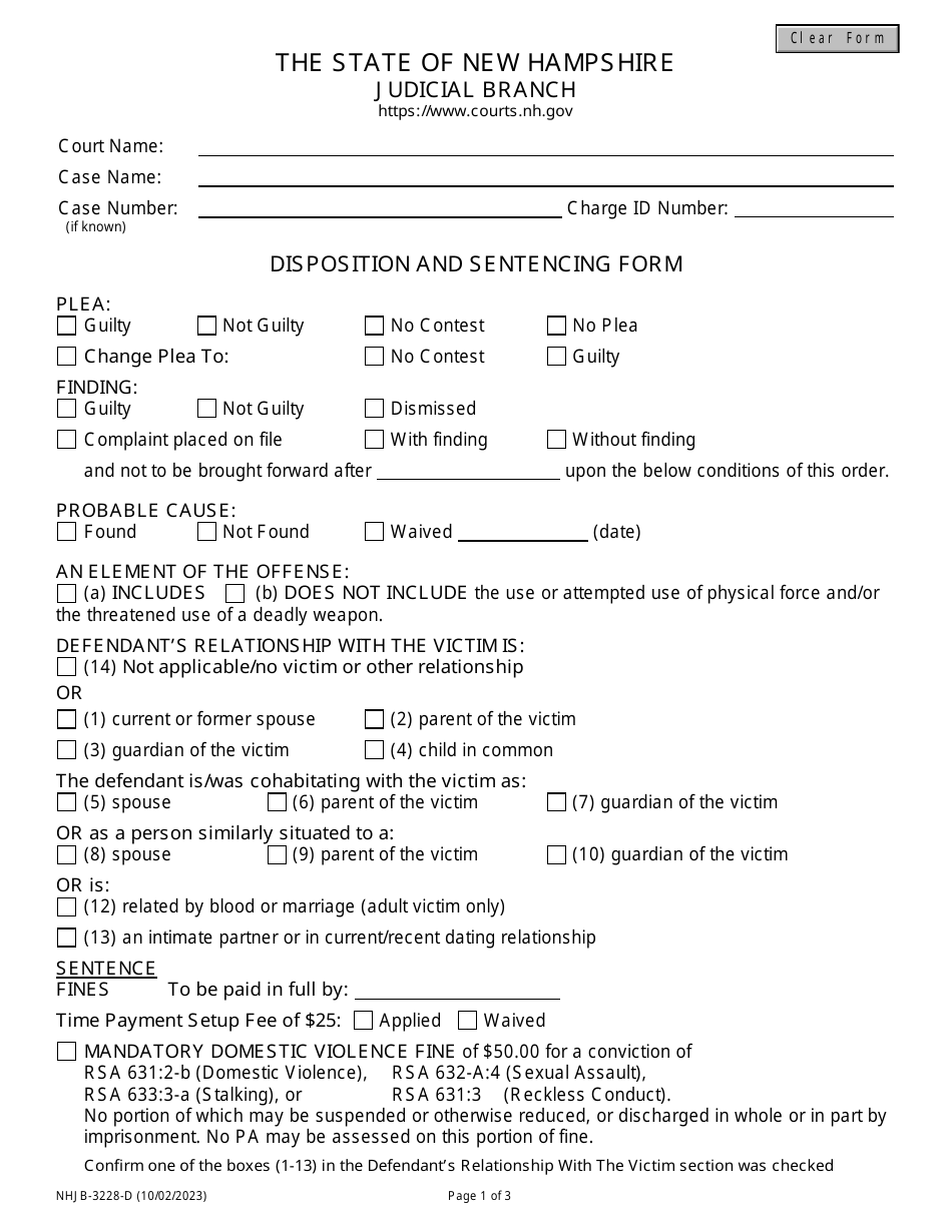 Form NHJB-3228-D - Fill Out, Sign Online and Download Fillable PDF, New ...
