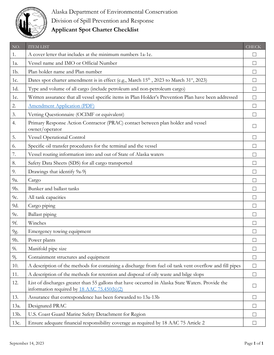 Alaska Applicant Spot Charter Checklist - Fill Out, Sign Online and ...