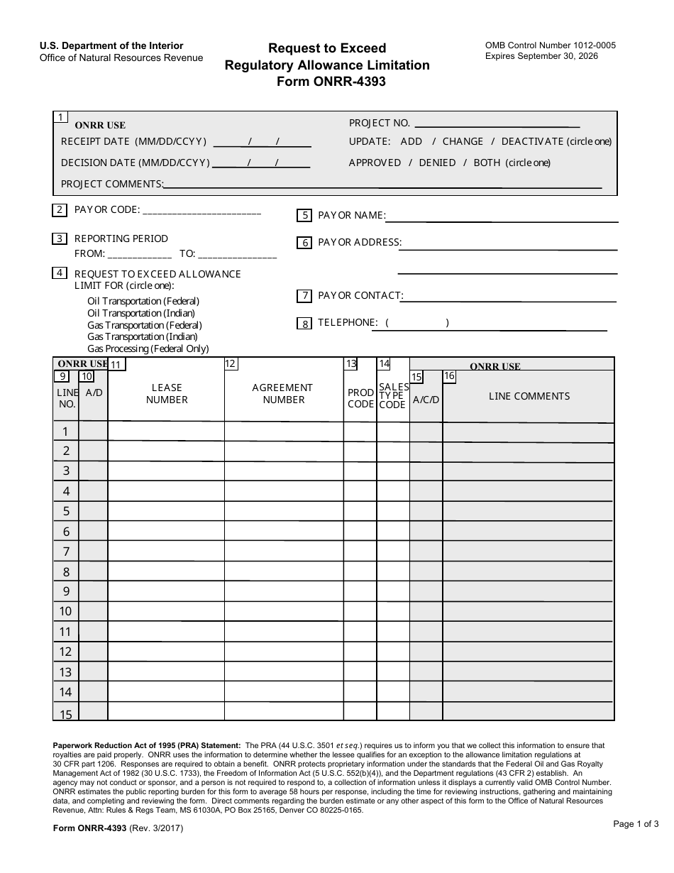 Form ONRR-4393 - Fill Out, Sign Online and Download Printable PDF ...