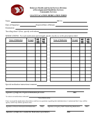 Delaware Leave/Vacation Medication Form Download Printable PDF ...