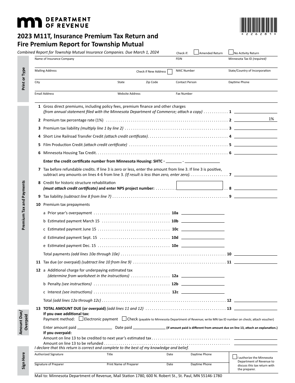 Form M11T - 2023 - Fill Out, Sign Online and Download Fillable PDF ...