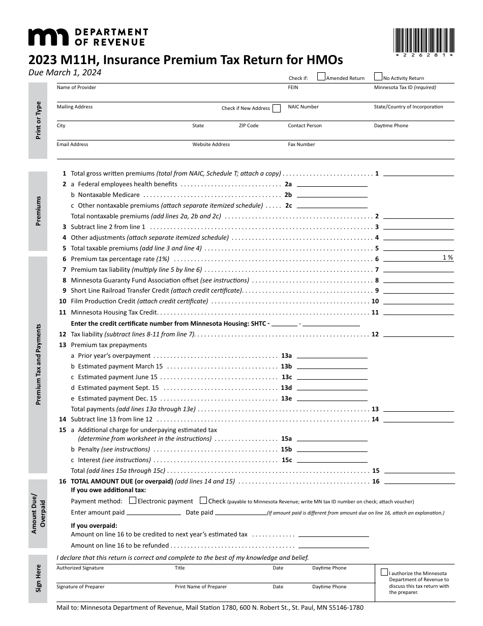 Form M11H - 2023 - Fill Out, Sign Online and Download Fillable PDF ...